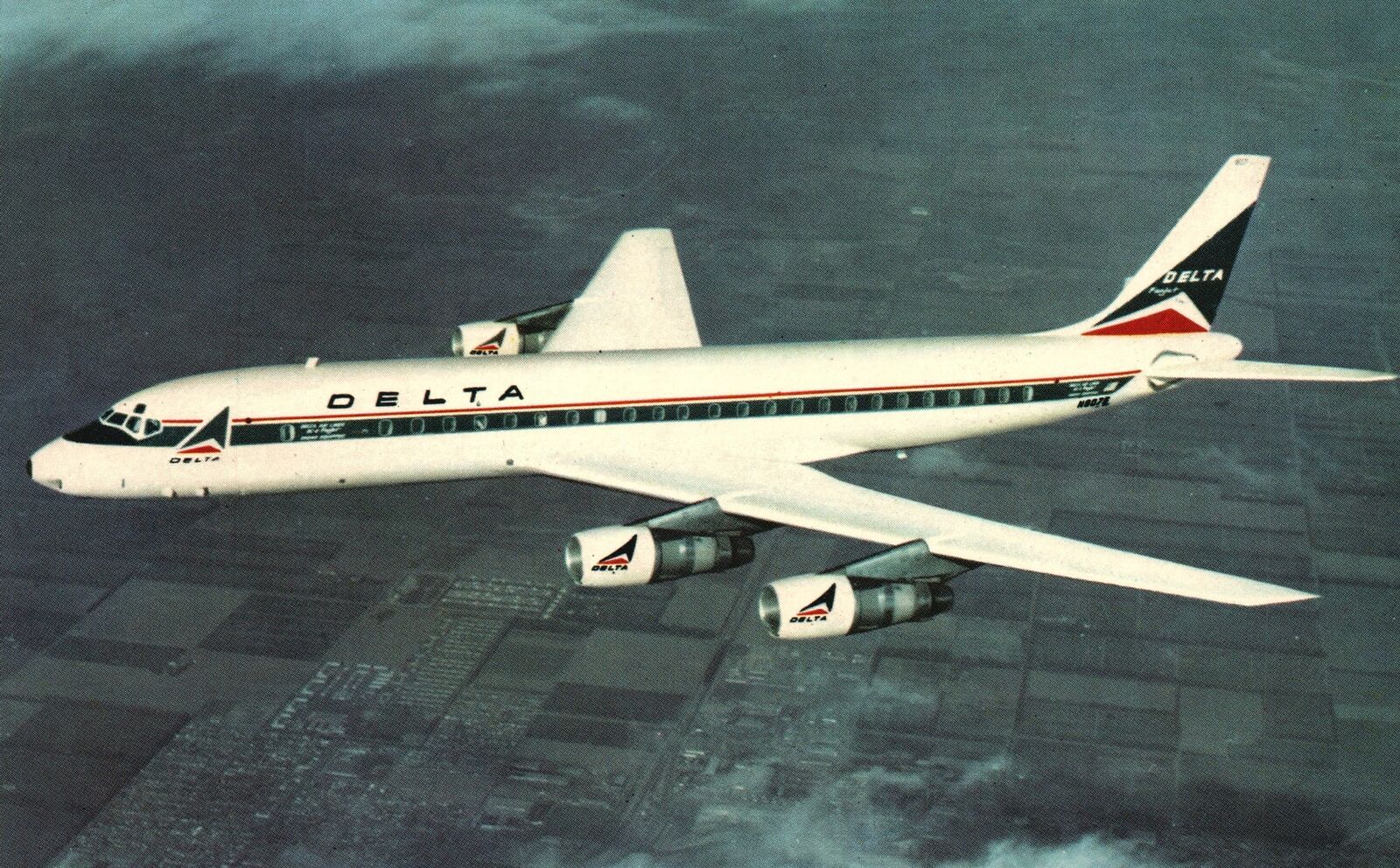 Vintage Postcard View of Delta's Modern Jet Fleet Douglas DC-8 Fanjet ...