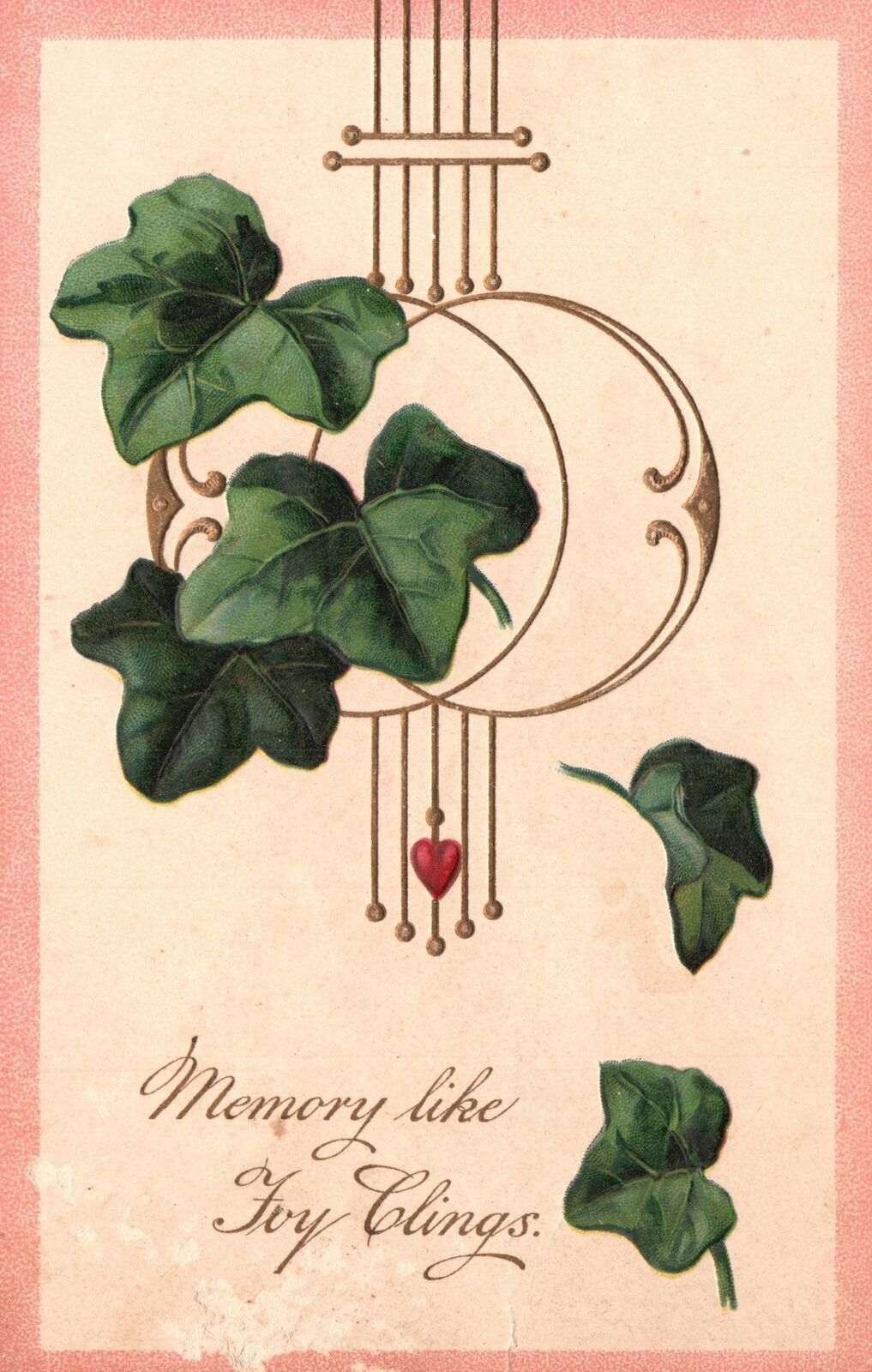 Vintage Postcard 1908 Ivy Green Leaves Memory Of Joy Clings Greetings ...