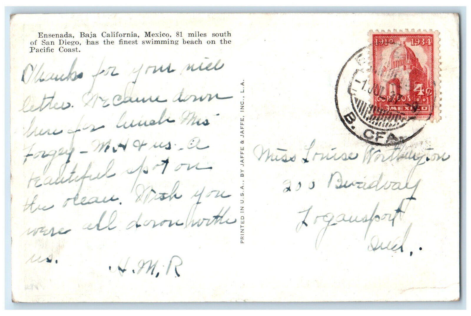 1937 Beautiful Todos Santos Bay As Seen from Playa Ensenada BC Mexico ...