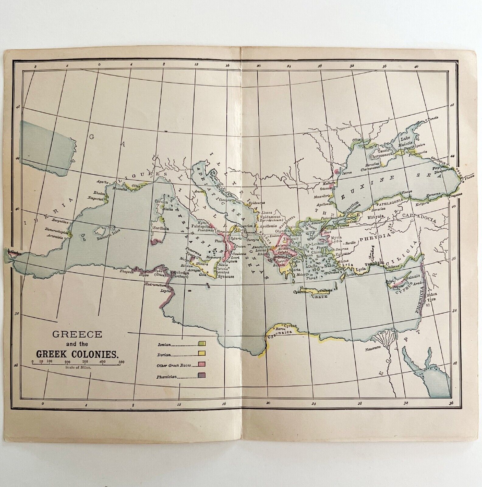 Greece And The Greek Colonies Map Print 1893 Victorian Mythology ...