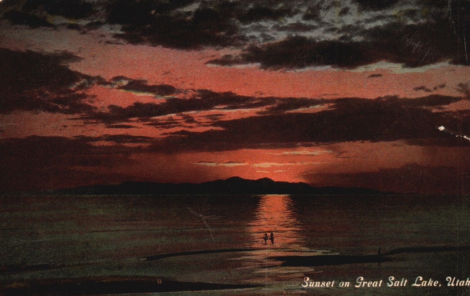 Vintage Postcard 1913 Sunset Great Salt Lake Tourist Attraction Ocean ...