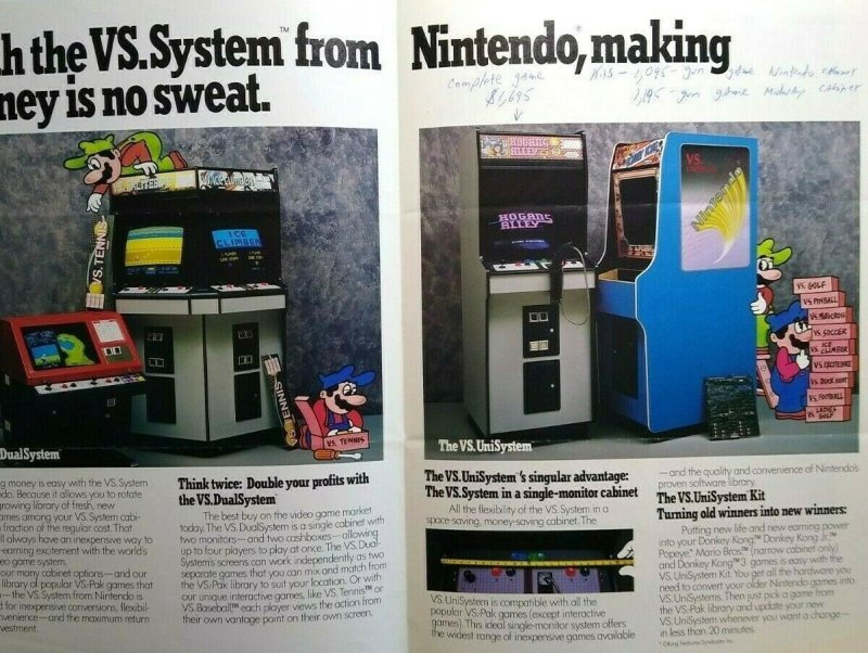 VS System Arcade FLYER Foldout Brochure Donkey Kong Conversion 1984 ...