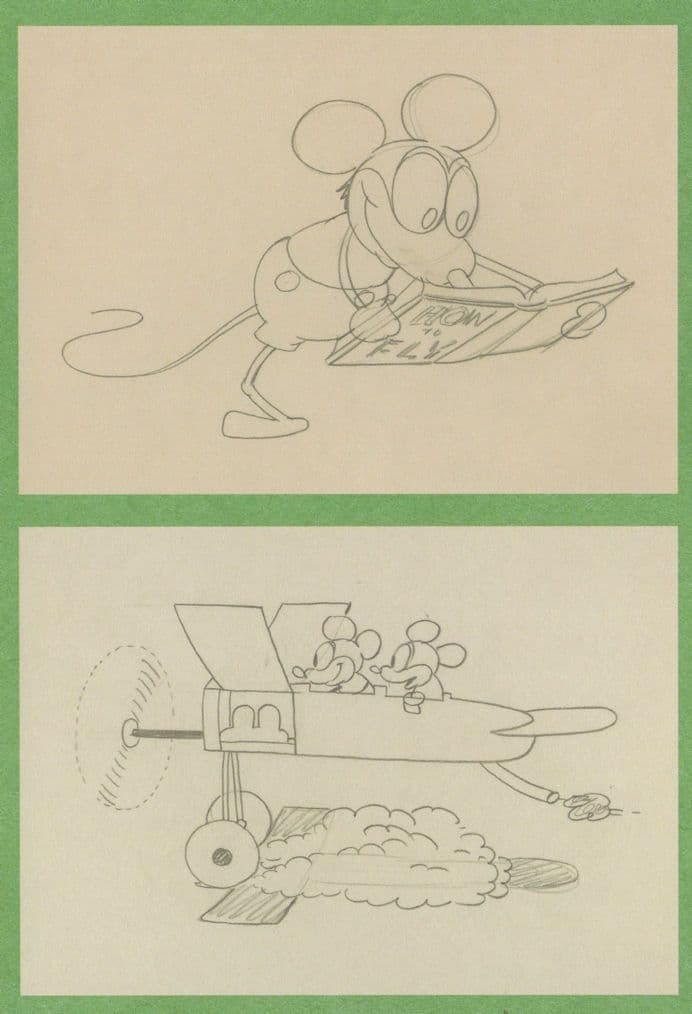 Mickey Mouse Plane Crazy Cartoon Storyboard Sketch Postcard | Topics ...