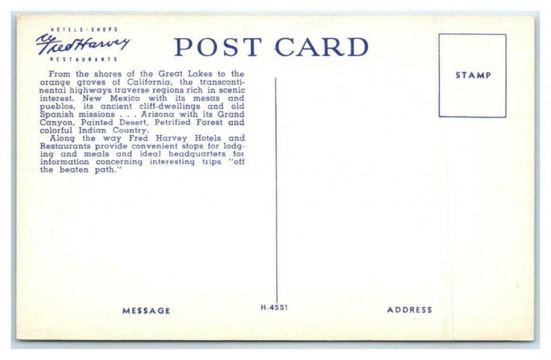 FRED HARVEY ~ c1940s MAP Showing the HARVEY HOTELS ~ Linen Advertising ...