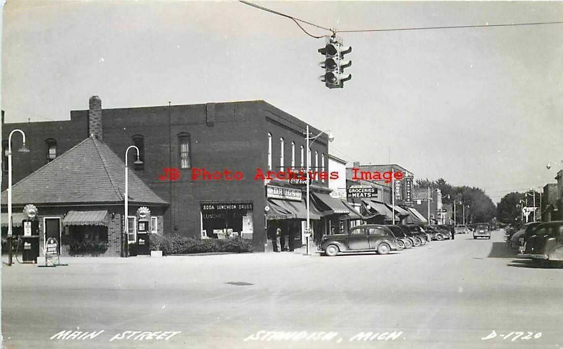 MI, Standish, Michigan, RPPC, Main Street, Business Section, Photo No ...
