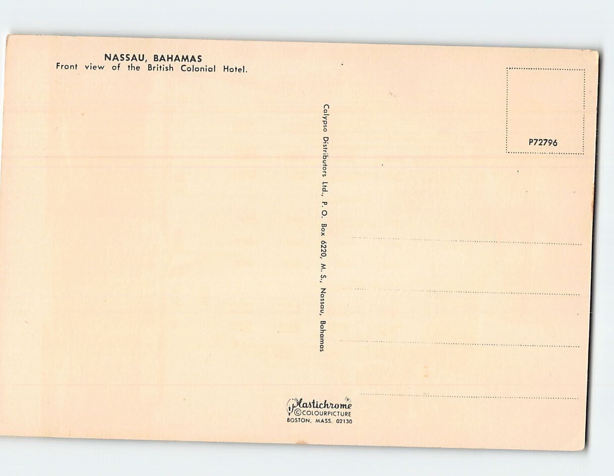 Postcard Front view of the British Colonial Hotel Nassau Bahamas ...