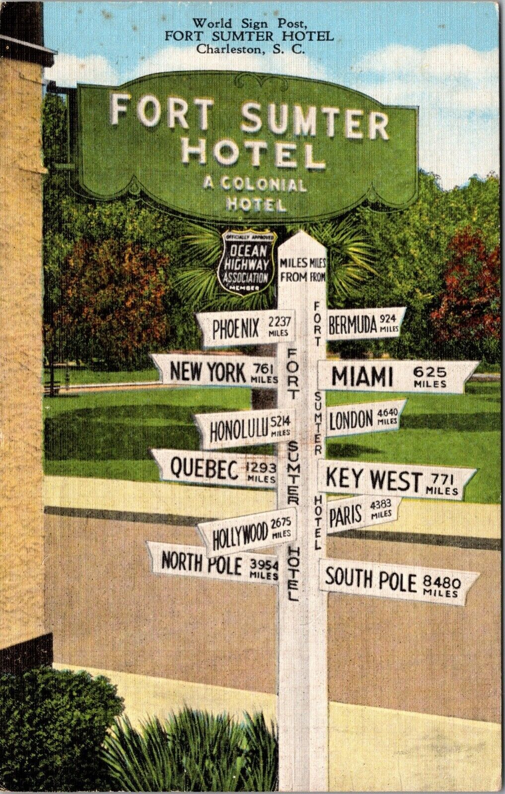 Linen PC World Sign Post at Fort Sumter Hotel in Charleston South ...