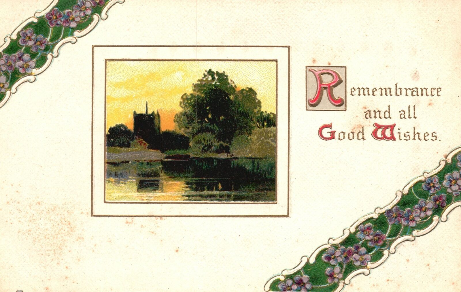Vintage Postcard 1910's Remembrance And All Good Wishes Nature Water ...