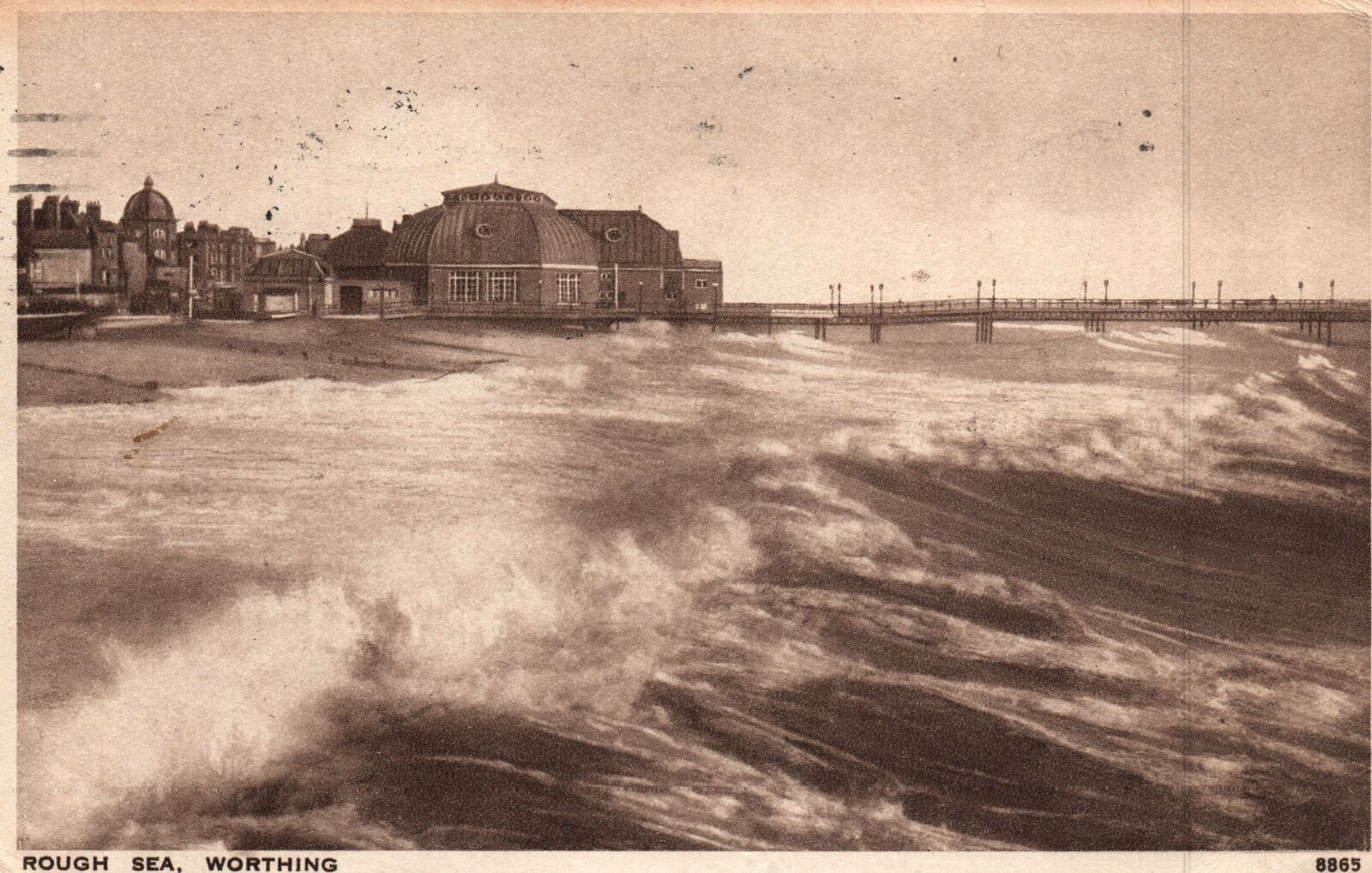 Vintage Postcard Rough Seas at Worthing Sussex England Mailed 1947 From ...
