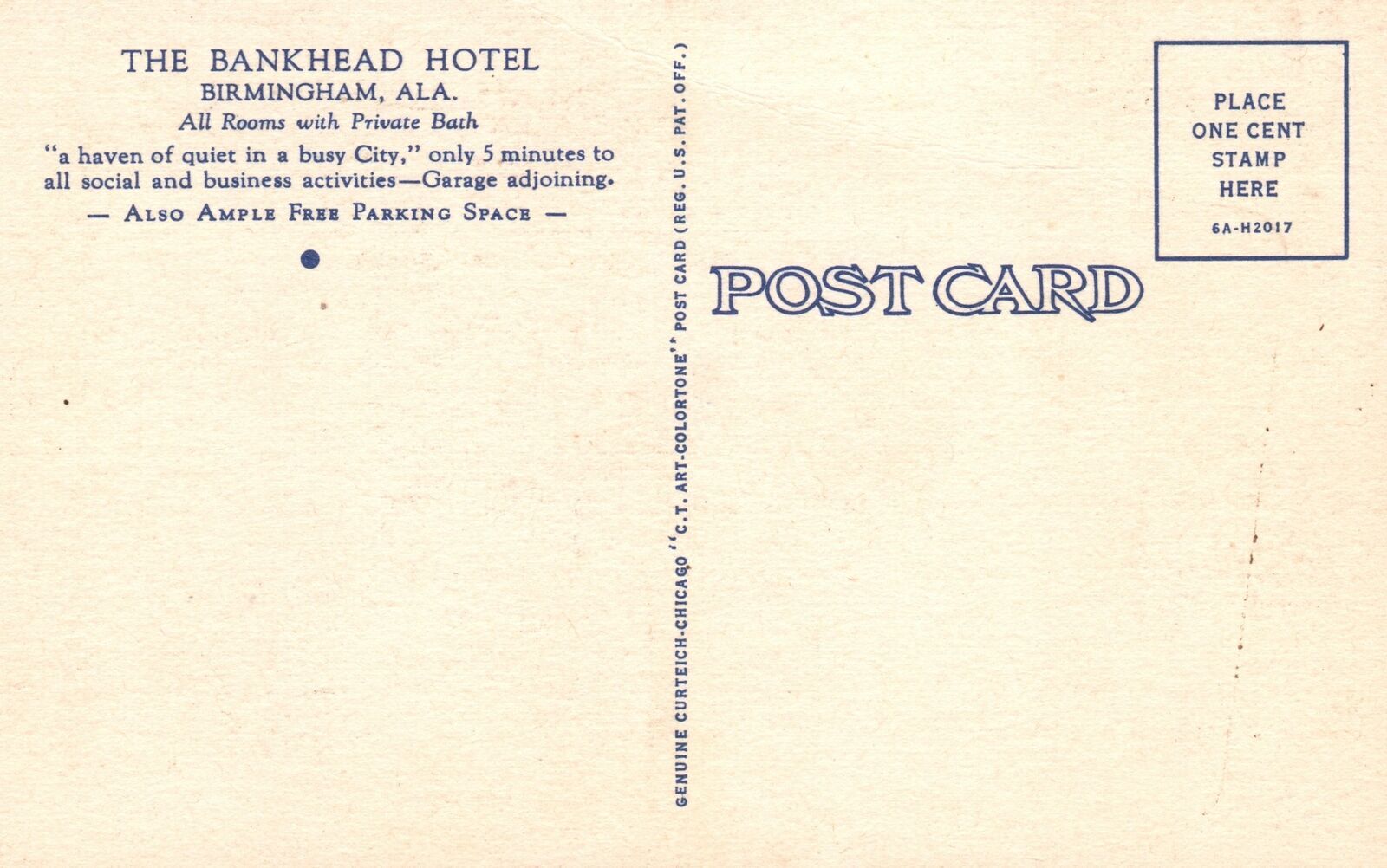 Vintage Postcard 1930's The Bankhead Hotel Private Bath Room Birmingham ...