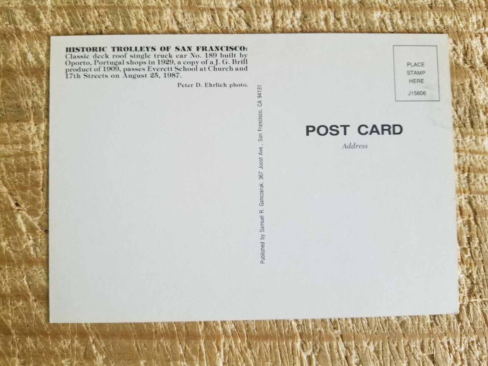 Historic Trolleys of SAN Francisco Classic Deck Roof Single Truck #189 ...