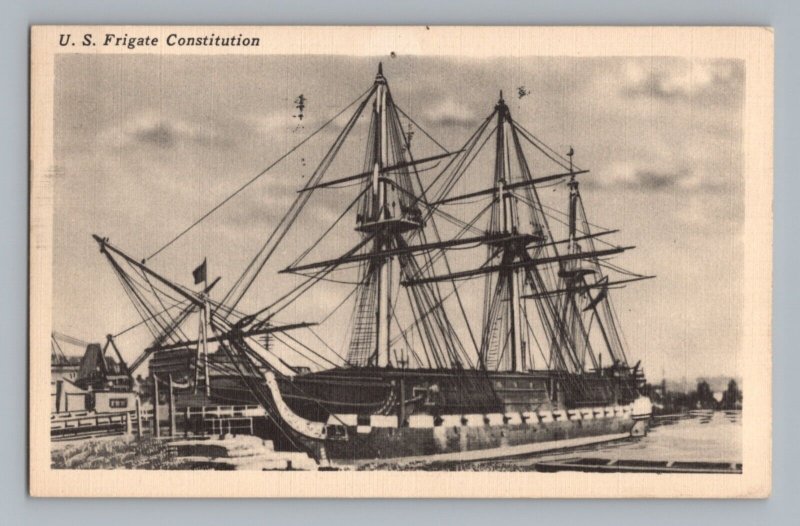 US Frigate Constitution Ship Boat Old Iron Sides Vintage Postcard ...