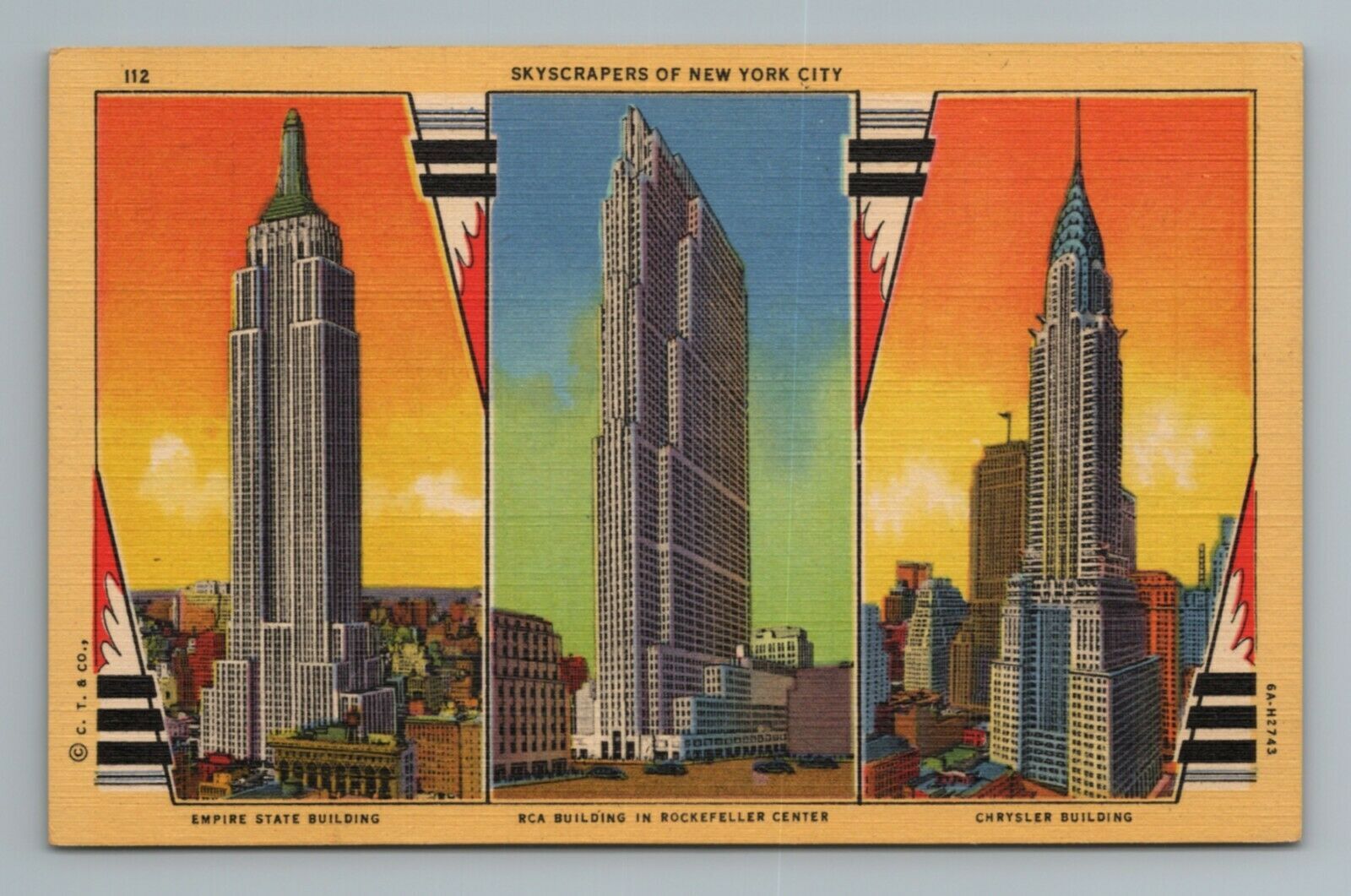 Skyscrapers Empire State RCA Chrysler Building New York City Vintage ...