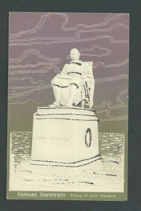 Ca 1904 Post Card Boston MA Harvard Univ Monument To John Harvard ...