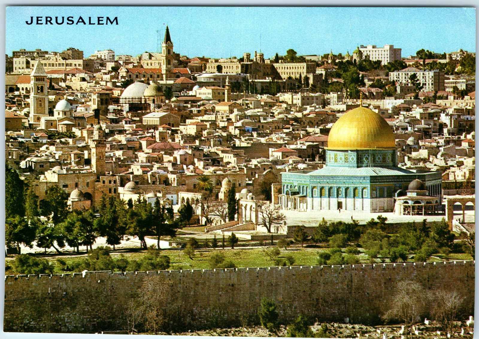 c1970s Jerusalem, Israel Dome of the Rock Skyline Aerial View Chrome ...