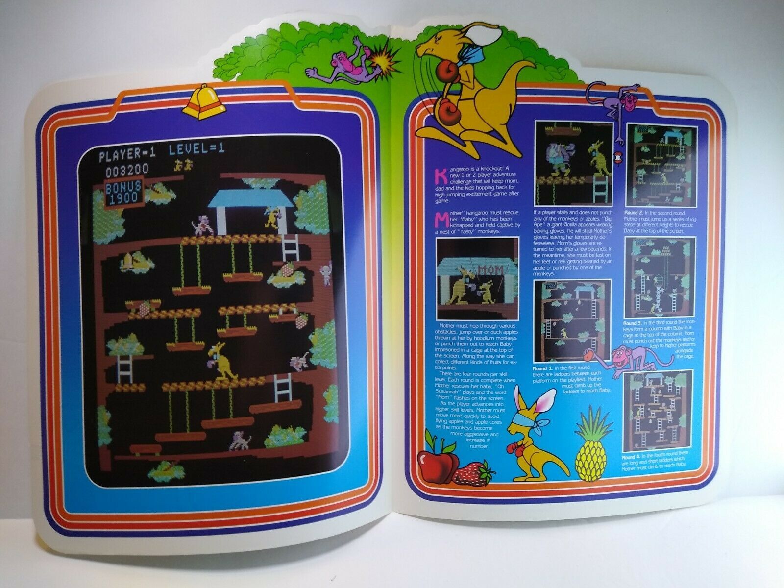 Kangaroo Arcade Flyer Original Video Game Art 1982 Foldout 8.5" x 11 ...