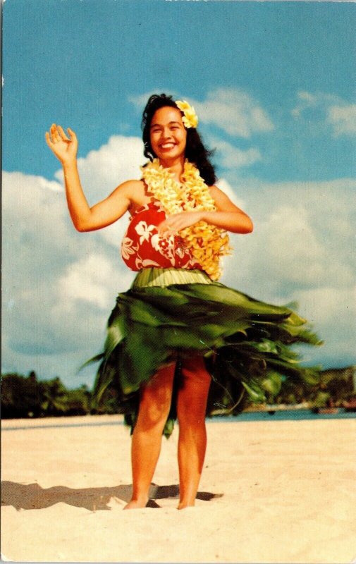 Hawaiian Hula Maiden Hawaii Islands Ocean Beach Ray Helbig UNP Vintage ...