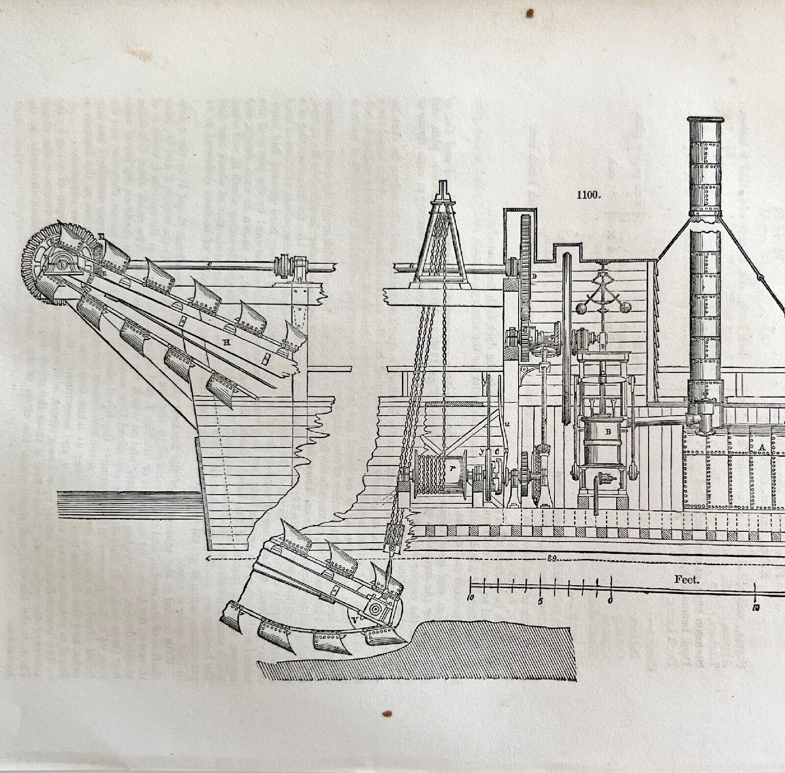 Dredging Machine Woodcut 1852 Victorian Industrial Print Engines ...