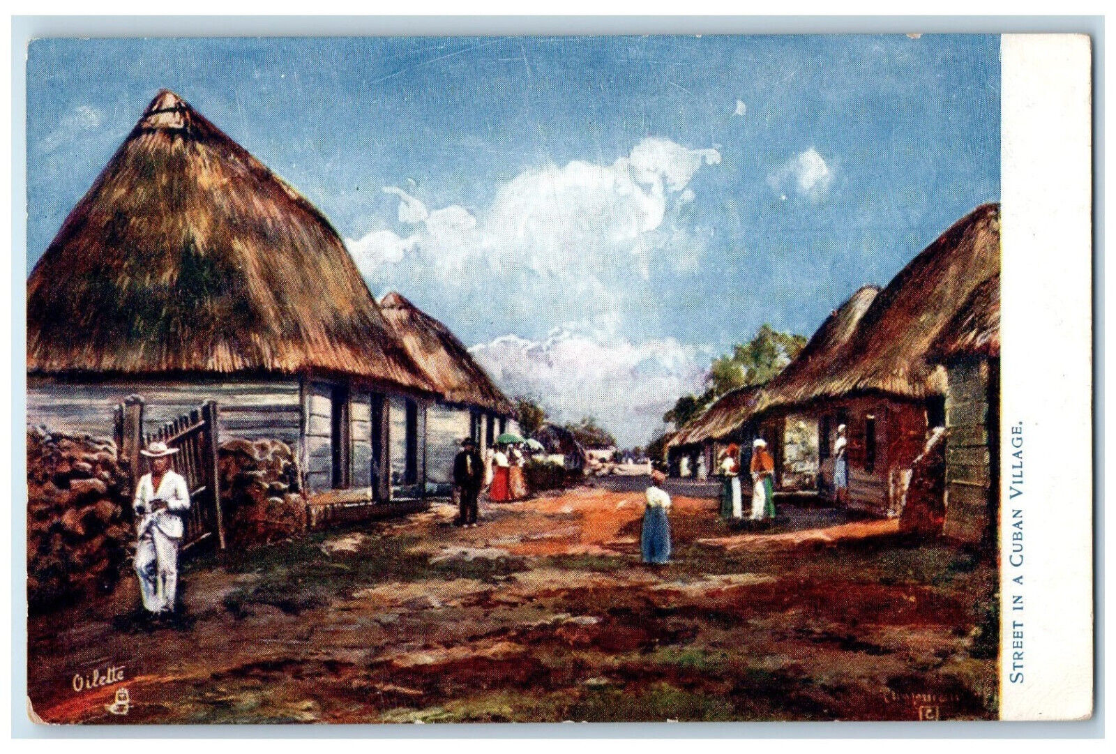 c1910 Street in a Cuban Village Unposted Antique Oilette Tuck Art ...