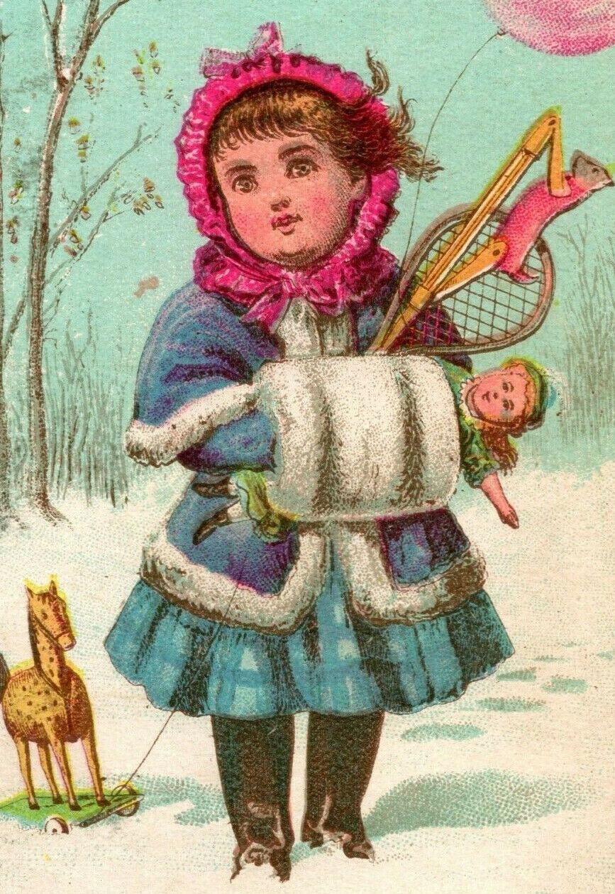 Victorian Trade Card Sample Card - Design No. 24 - Girl in Snow With ...