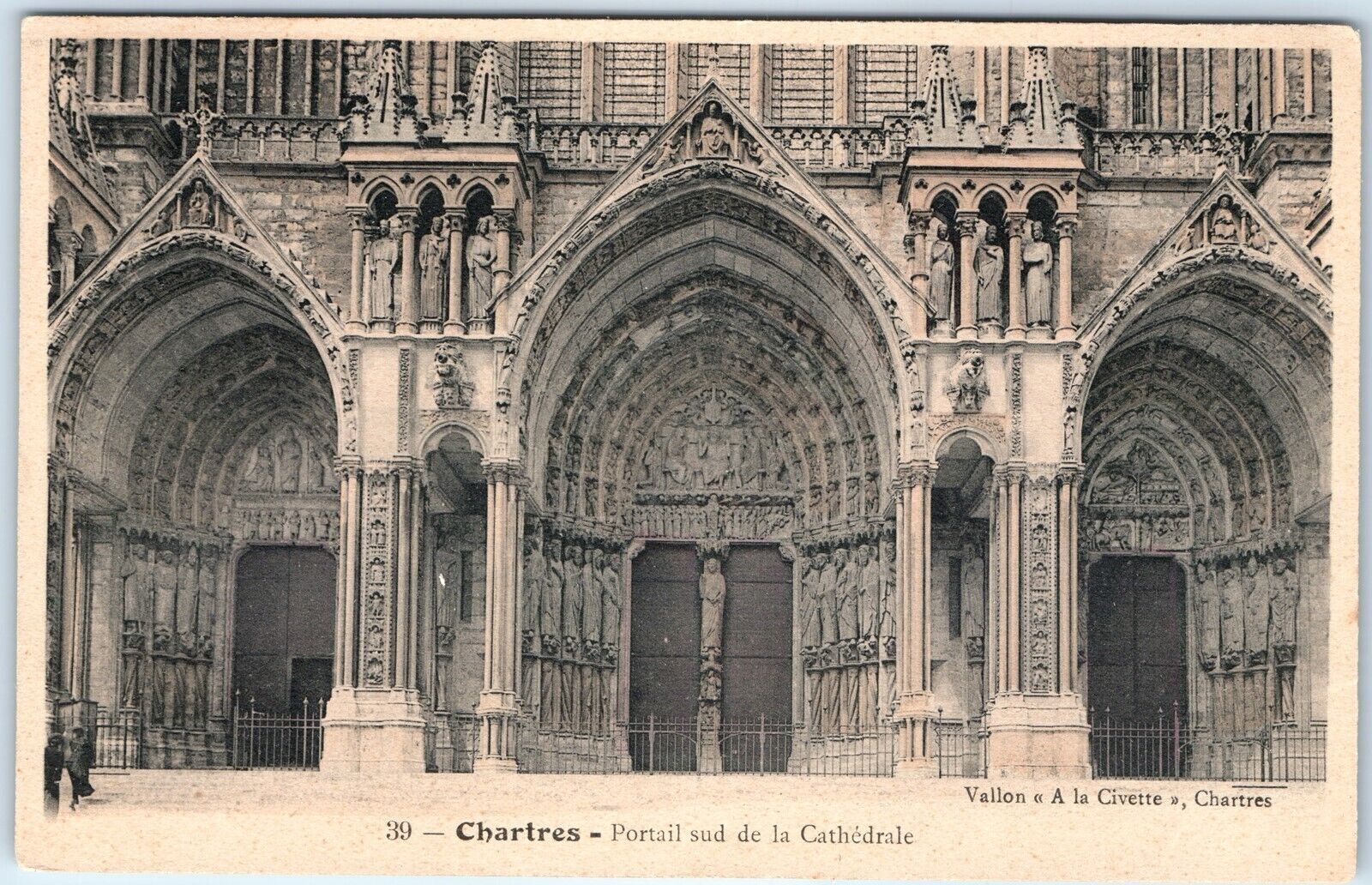 c1900s Chartres, France Cathedral South Portal Gothic Arch Statue ...