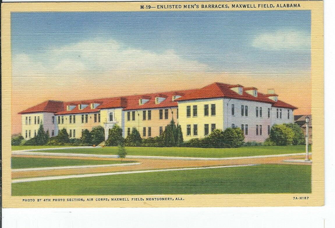 CB-042 AL, Maxwell Field, Enlisted Men's Barracks Linen Postcard ...