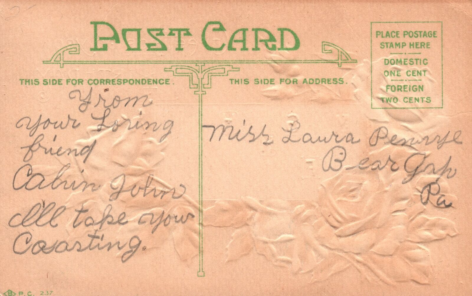 Vintage Postcard Greetings On Your Birthday Flower With Notes ...