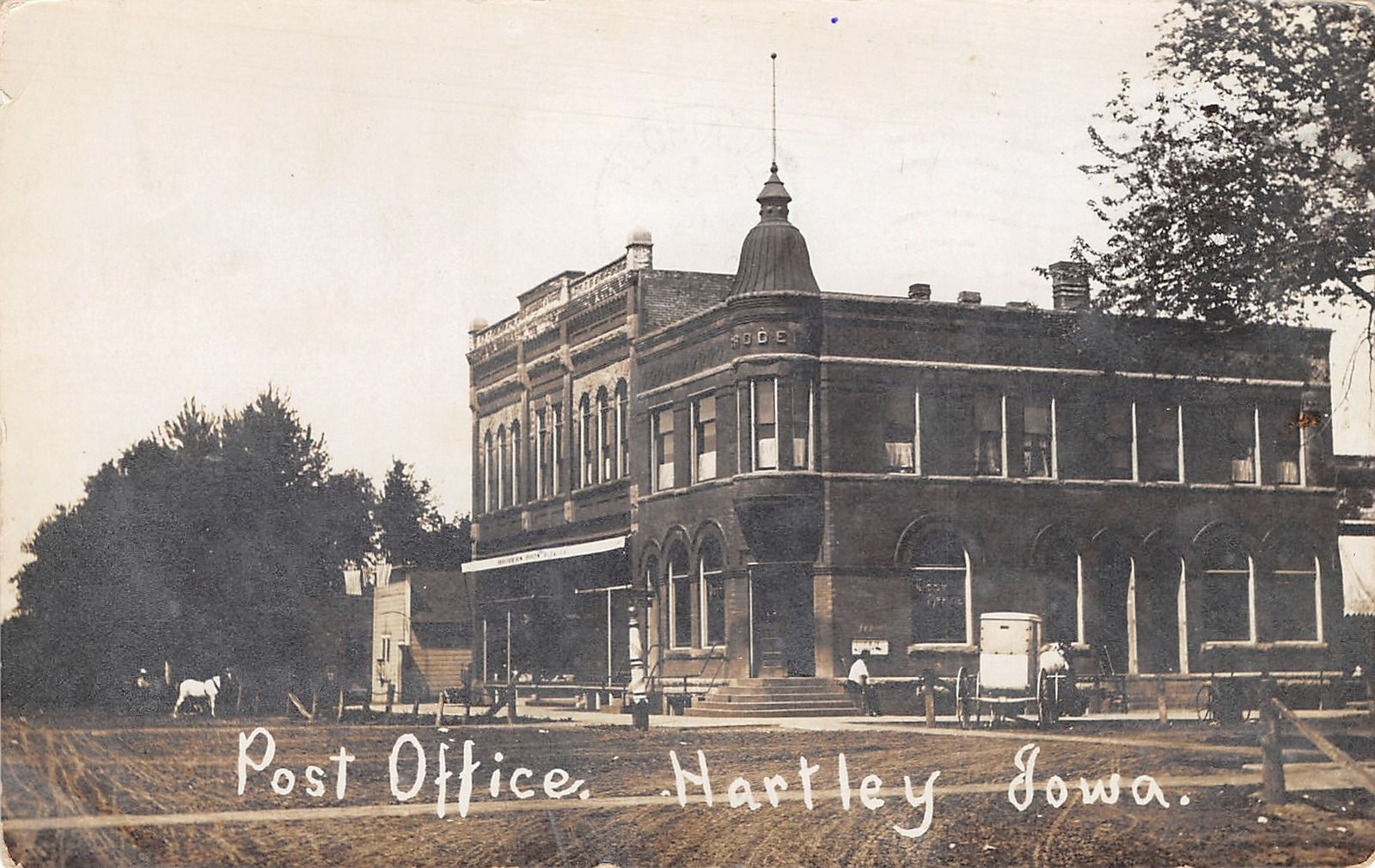 Hartley IA Old Post Office w/Turret on Corner~Ornate Building~RPPC ...