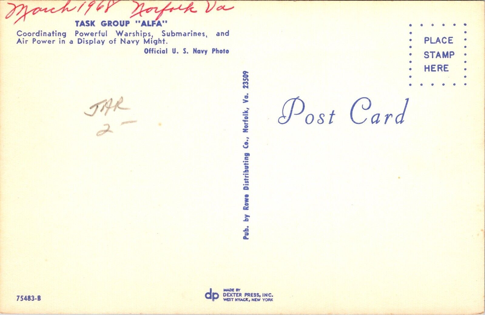 Task Group Alfa Warships Submarines Airplanes US Navy Ocean Postcard ...