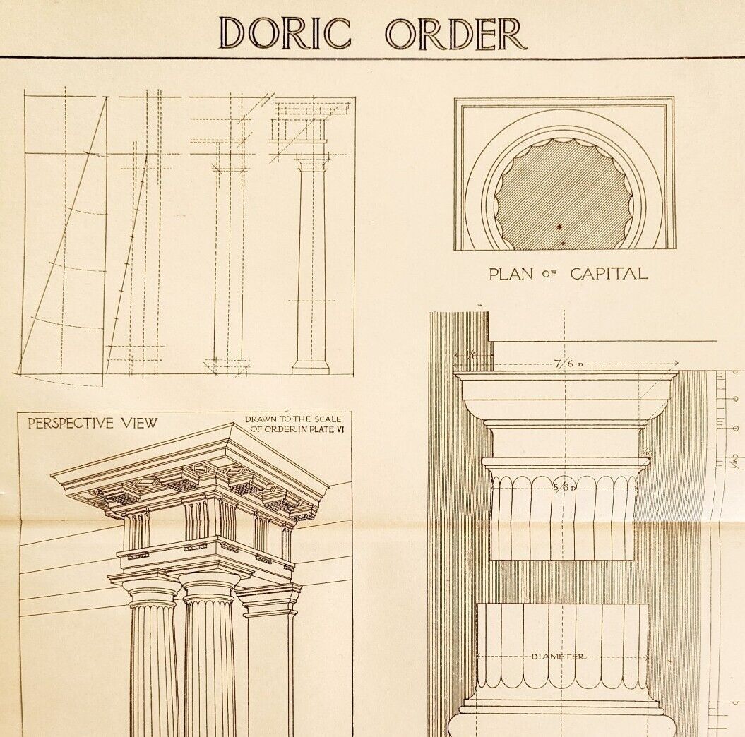 Doric Column Order Drawing Examples Vignola 1904 Architecture Ephemera ...