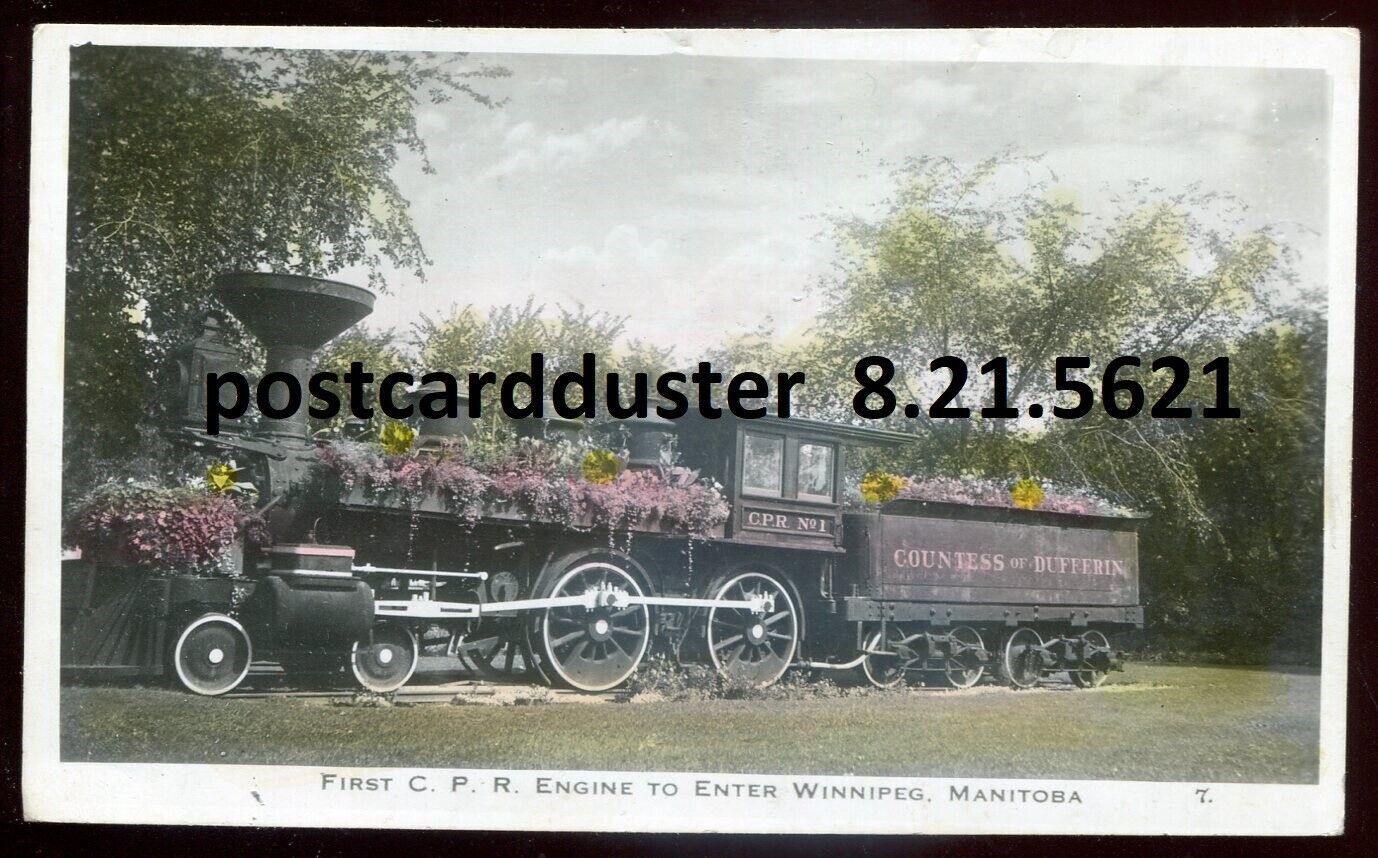 h883 - WINNIPEG Man 1940s First CPR Train Engine. Real Photo Postcard ...