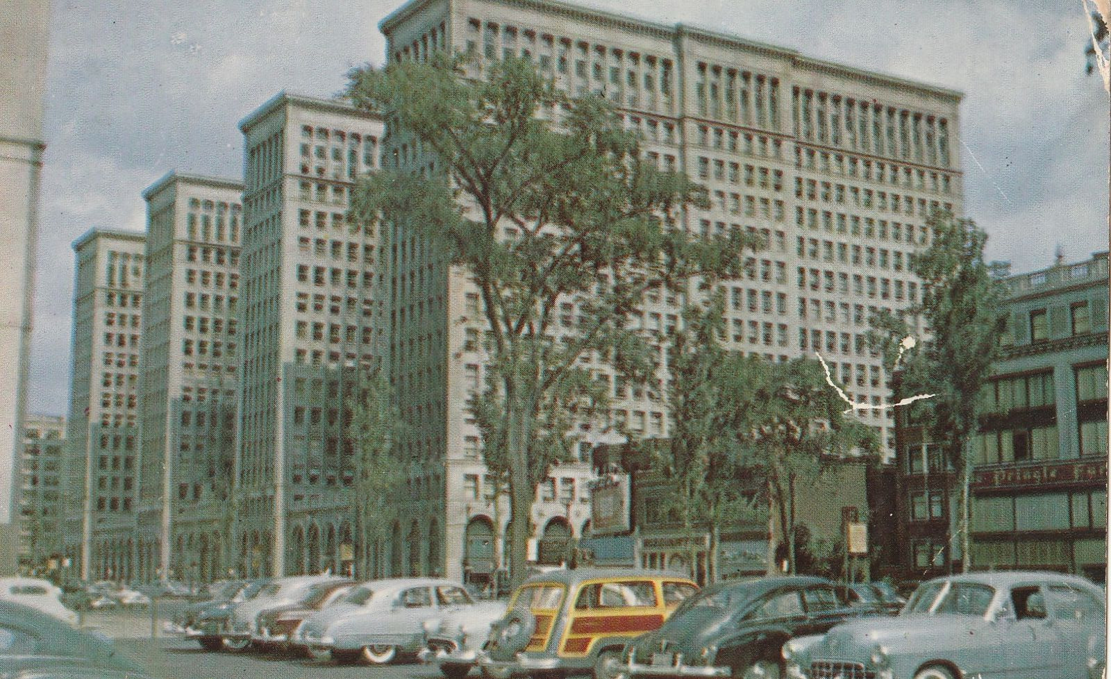 Vintage Postcard General Motors Building Early 50'S With OLD Cars and ...