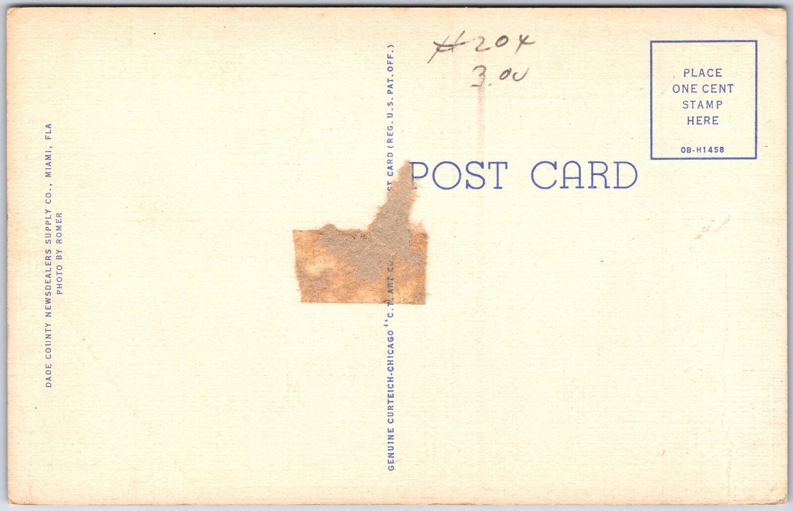 Vintage Postcard Aerial View of Downtown Miami Florida C. Early 1940s ...