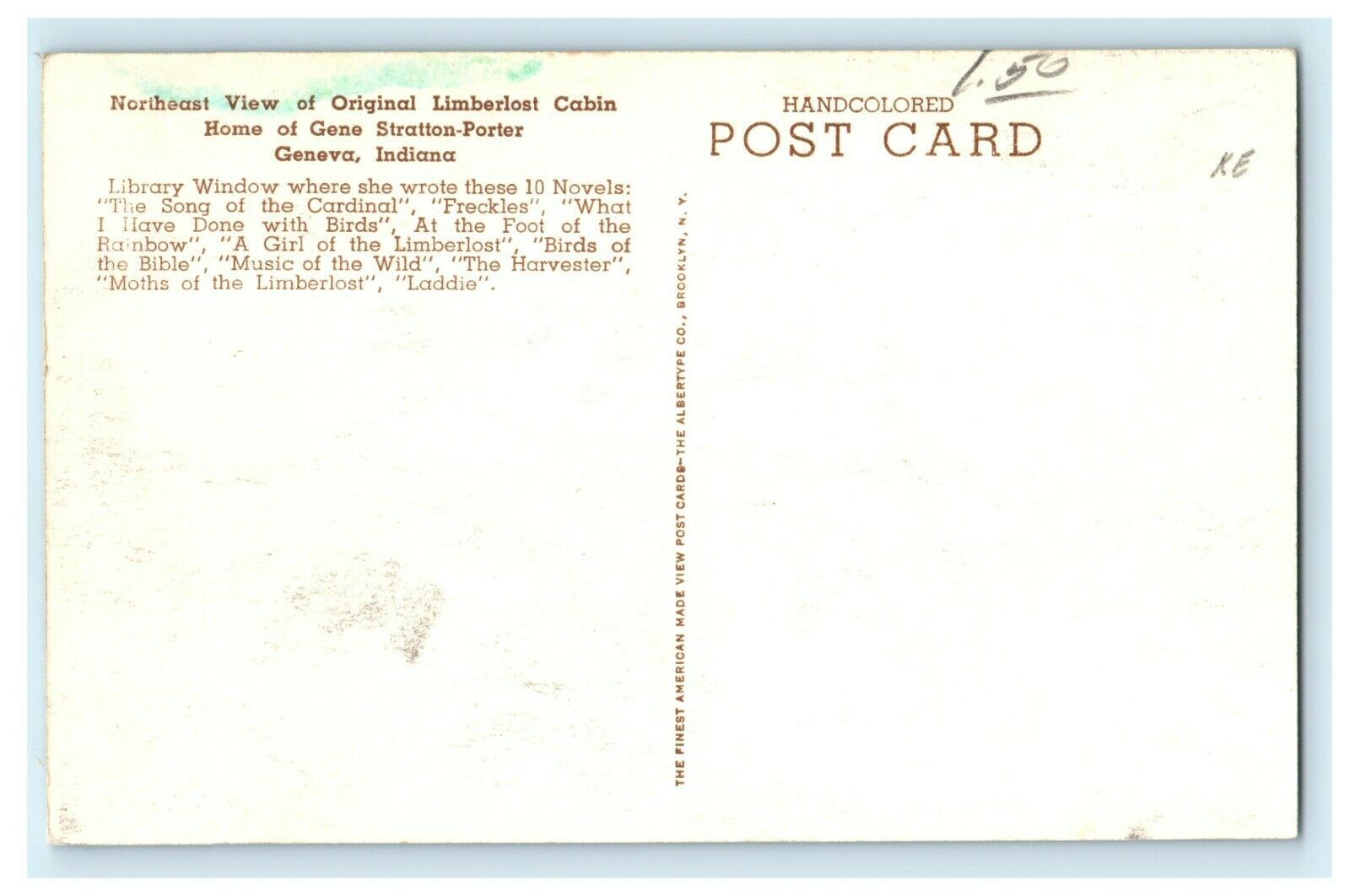 1912 Northeast View of Original Limberlost Cabin in Geneva Indiana IN ...