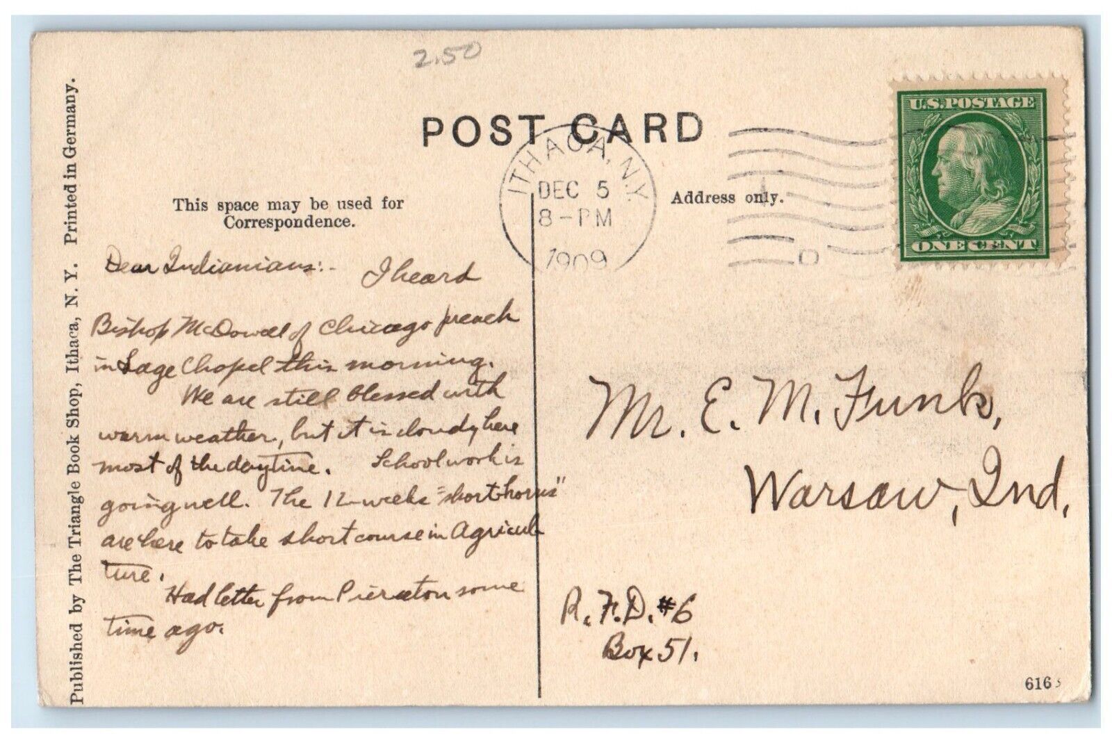 1909 Interior Sage Chapel Cornell Altar Church Ithaca New York Vintage ...