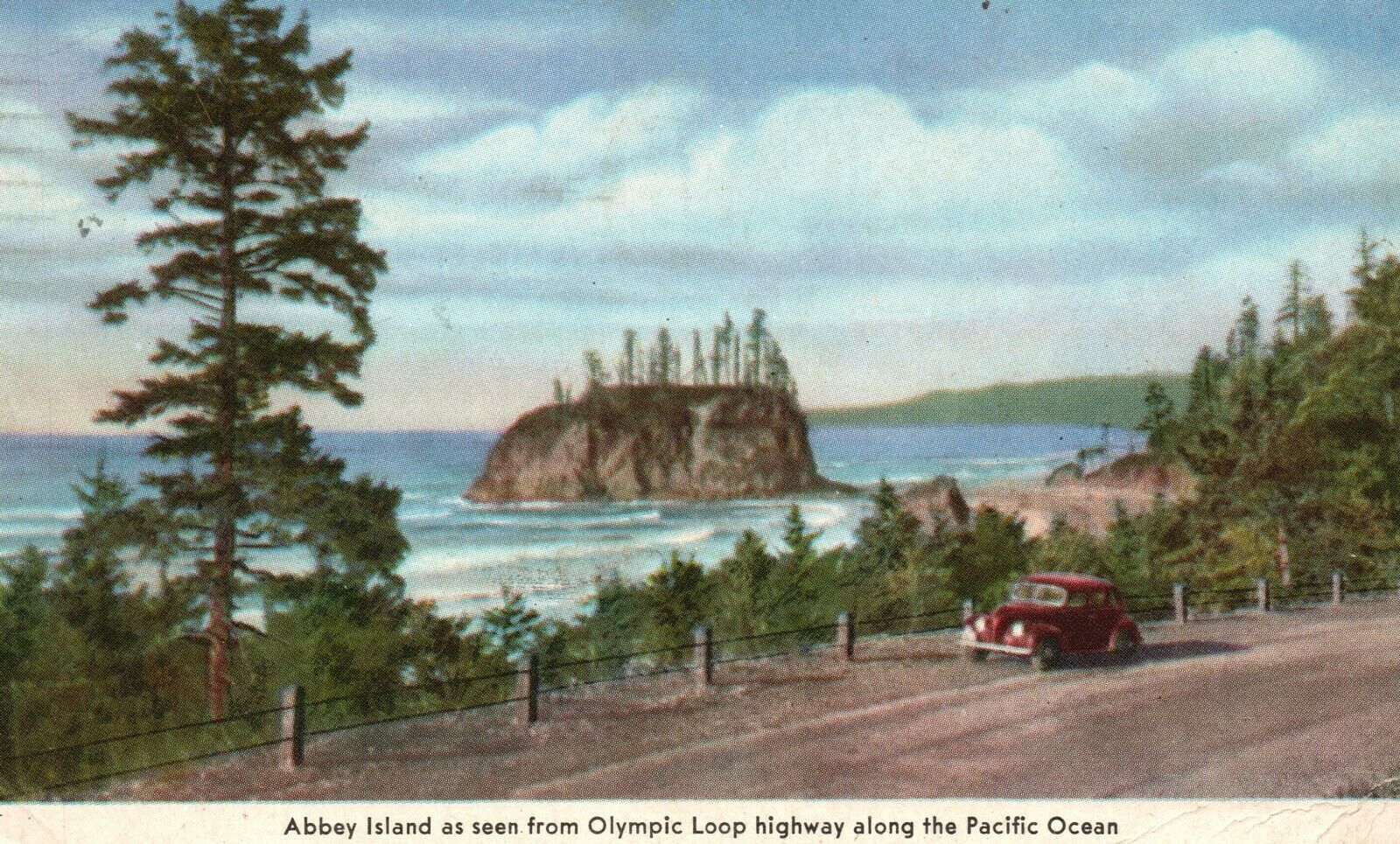 Vintage Postcard 1925 Abbey Island seen from Olympic Loop Highway ...