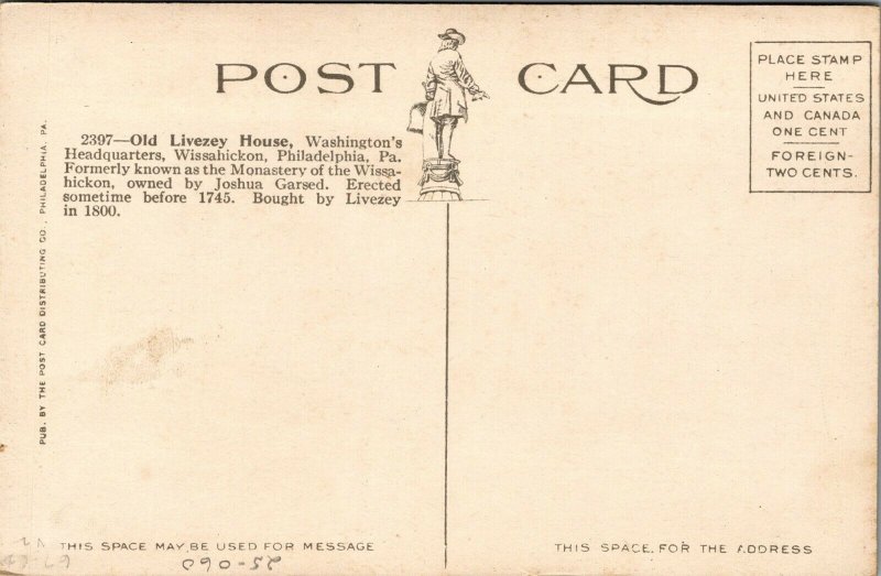 Vtg Old Livezey House Washington Headquarters Wissahickon Philadelphia ...