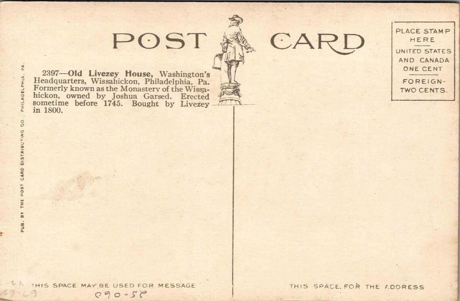 Vtg Old Livezey House Washington Headquarters Wissahickon Philadelphia ...