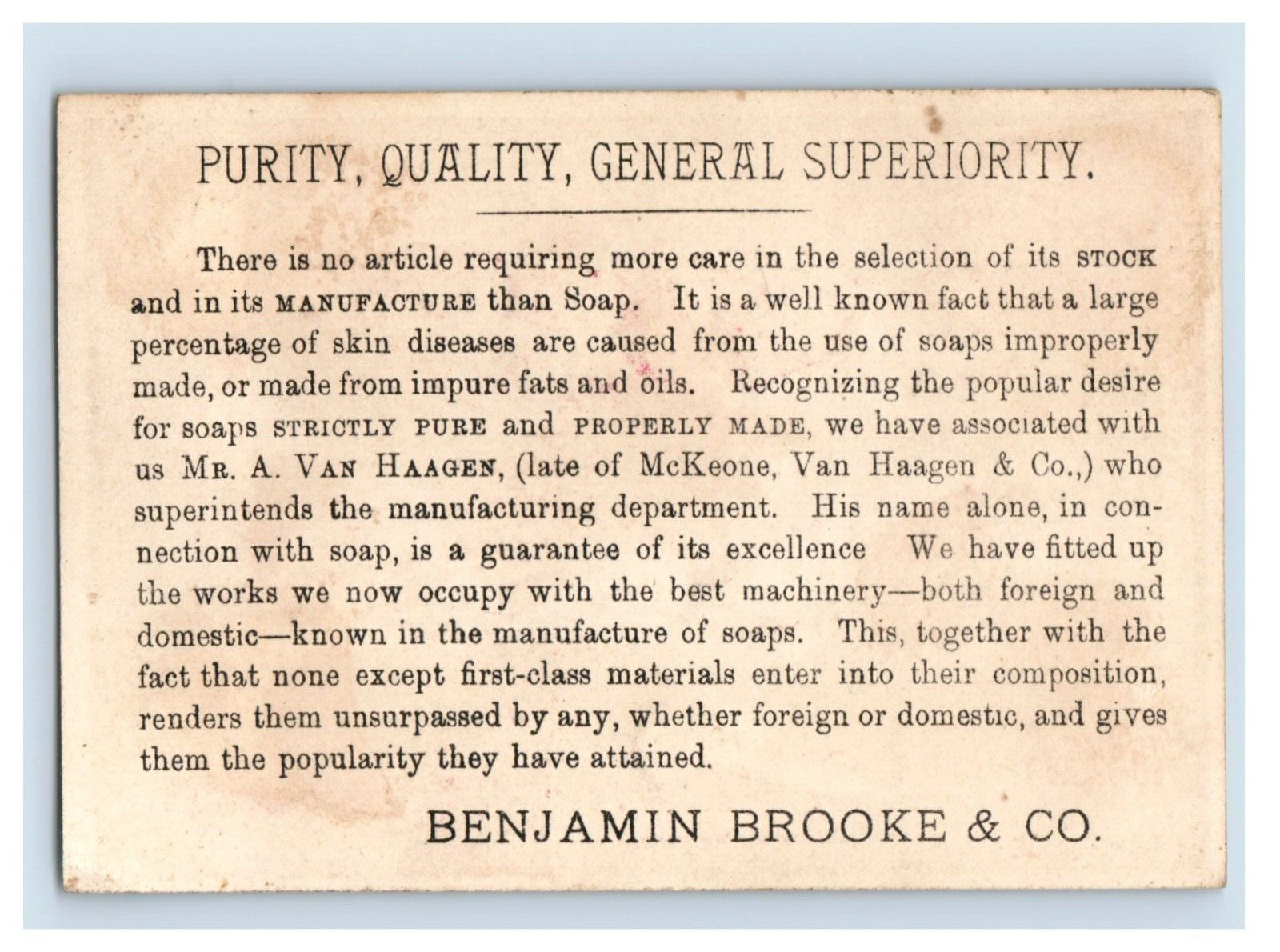 1880s Benjamin Brooke & Co. Van Haagen's Soap Lovely Couple P57 | Ephemera - Chromo & Printed ...