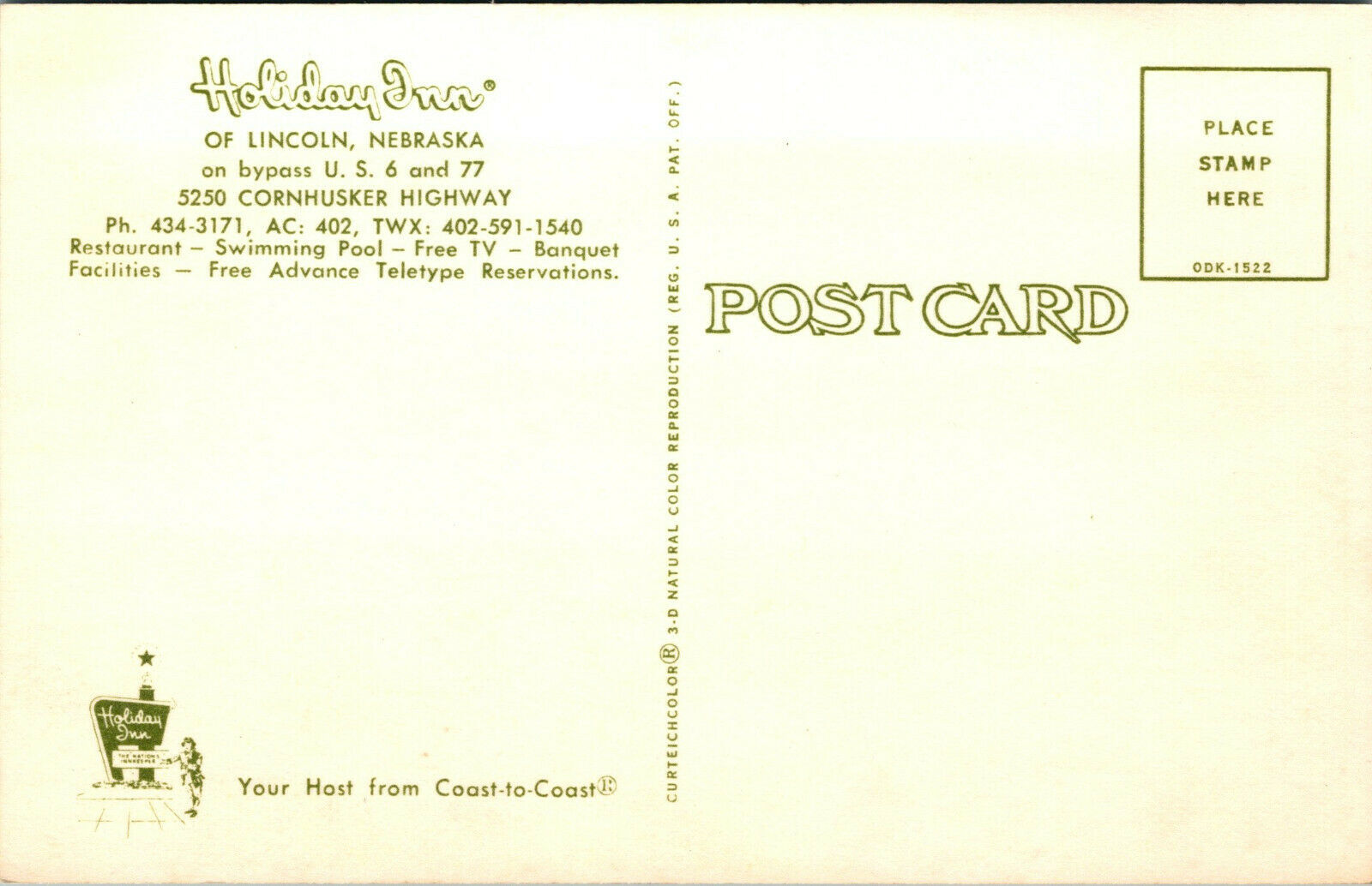 Vtg 1960's Holiday Inn Hotel Lincoln Nebraska NB Pool Restaurant Cars ...