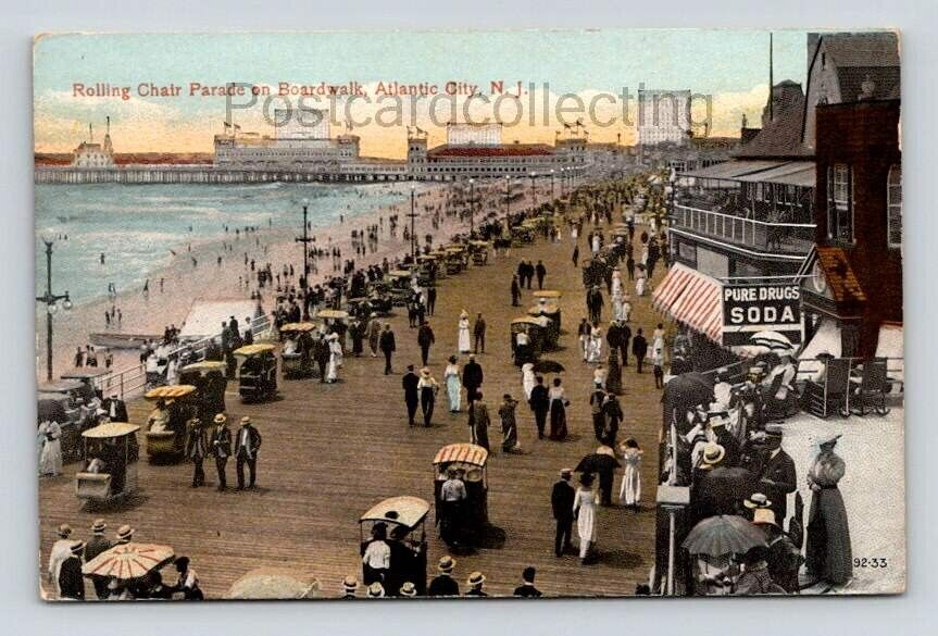 Atlantic City New Jersey Boardwalk Rolling Chair Parade Postcard ...