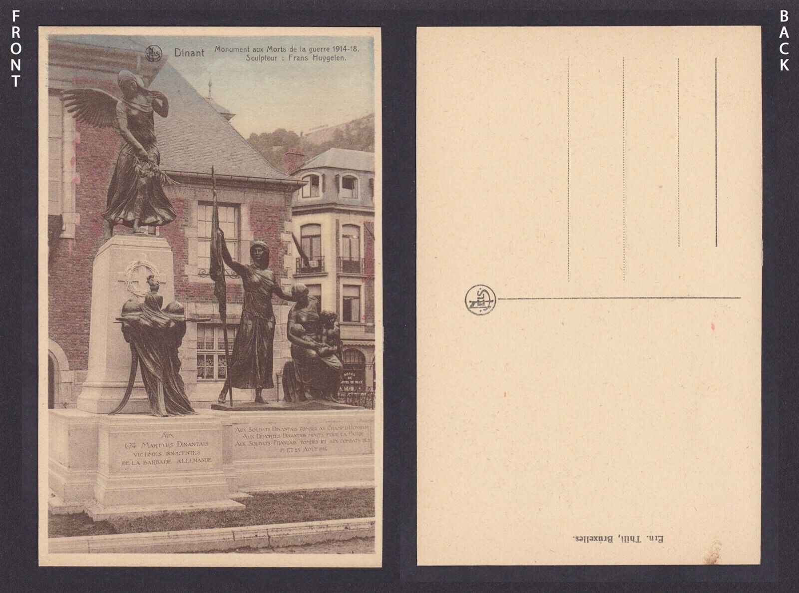 BELGIUM, Postcard, Dinant, Monument to the Dead of the War 1914-18, WWI ...