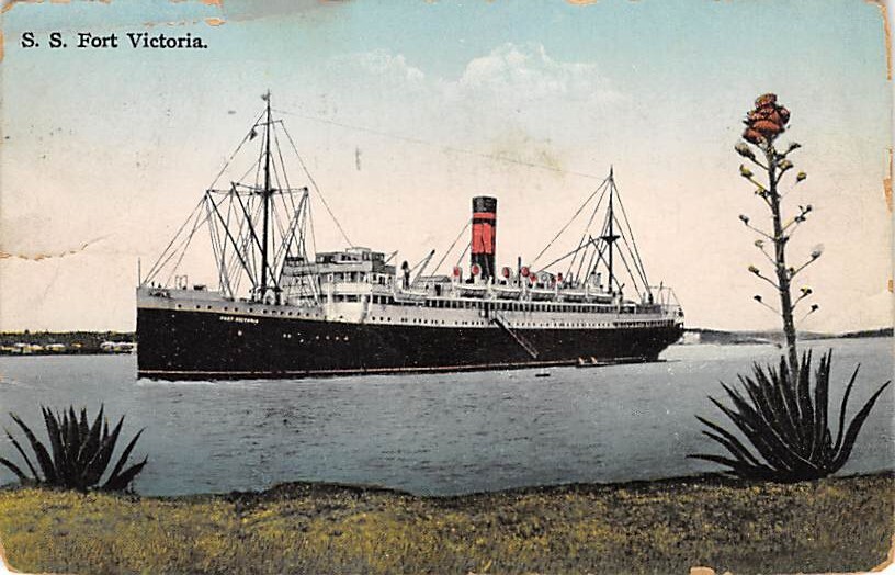 SS Fort Victoria Furness Line Ship Postal Used Unknown, Missing Stamp ...