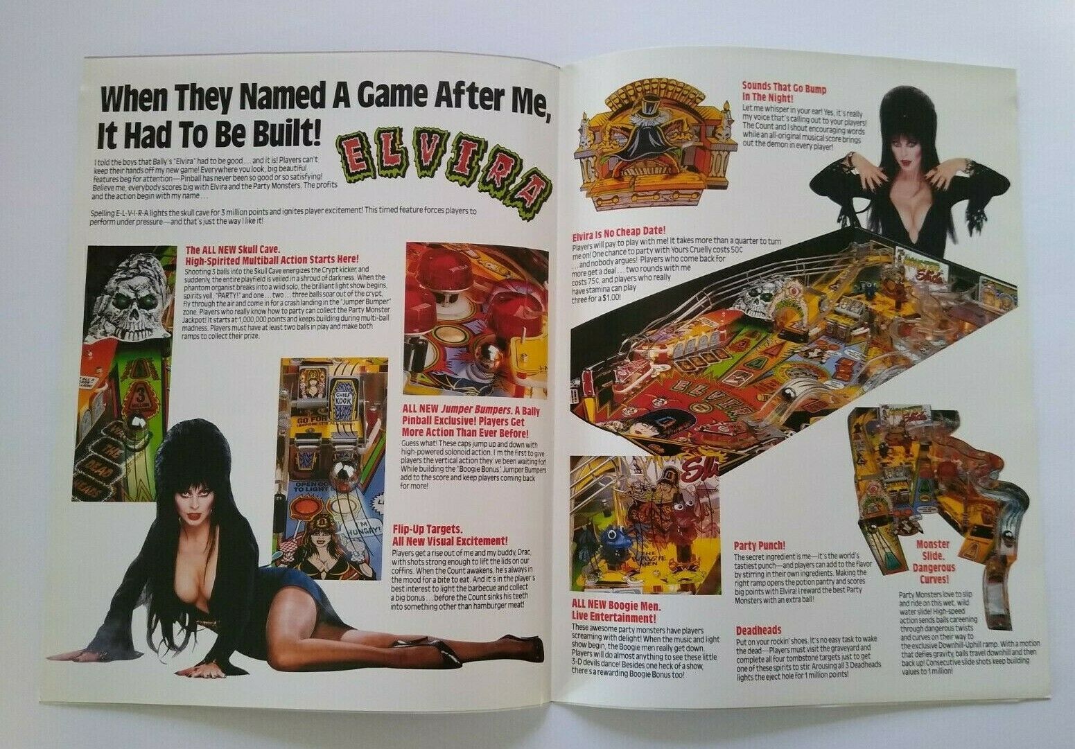 Elvira Mistress Of The Dark Party Monsters Pinball FLYER Vampire Horror ...