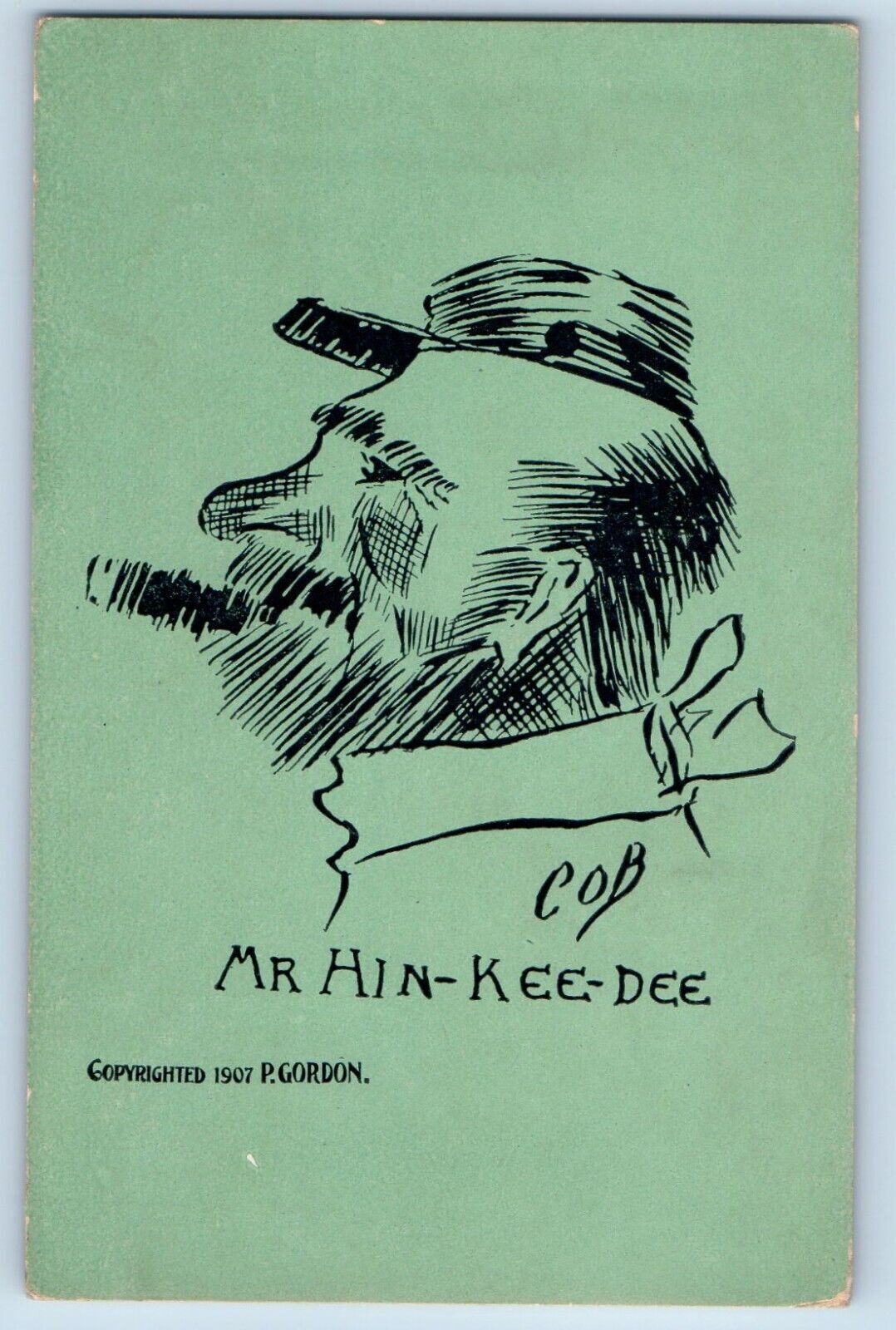 P. Gordon Signed Cobb Shinn Postcard Mr Hin Kee Dee Man With Cigar ...