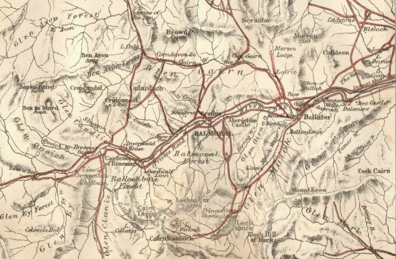 1880s Cook's Invercauld Arms Hotel Map of Deeside Ballater, Scotland ...