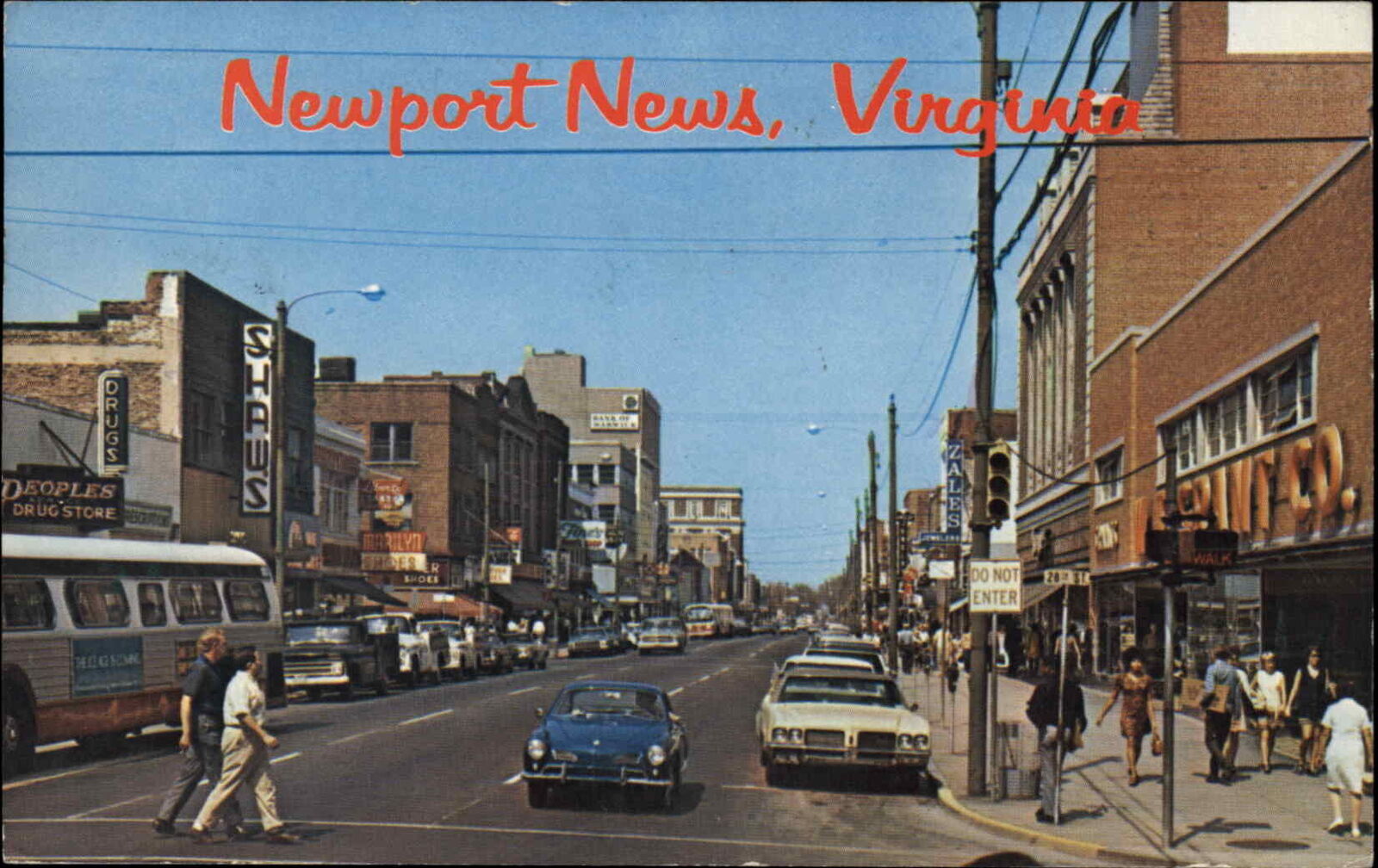 Newport News Virginia VA Classic Cars Bus 1970s Street Scene Vintage ...
