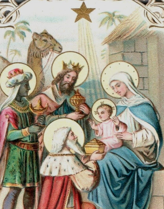 1870s-80s Embossed Die-Cut Dresden Religious Latin Baby Jesus Star Wise ...