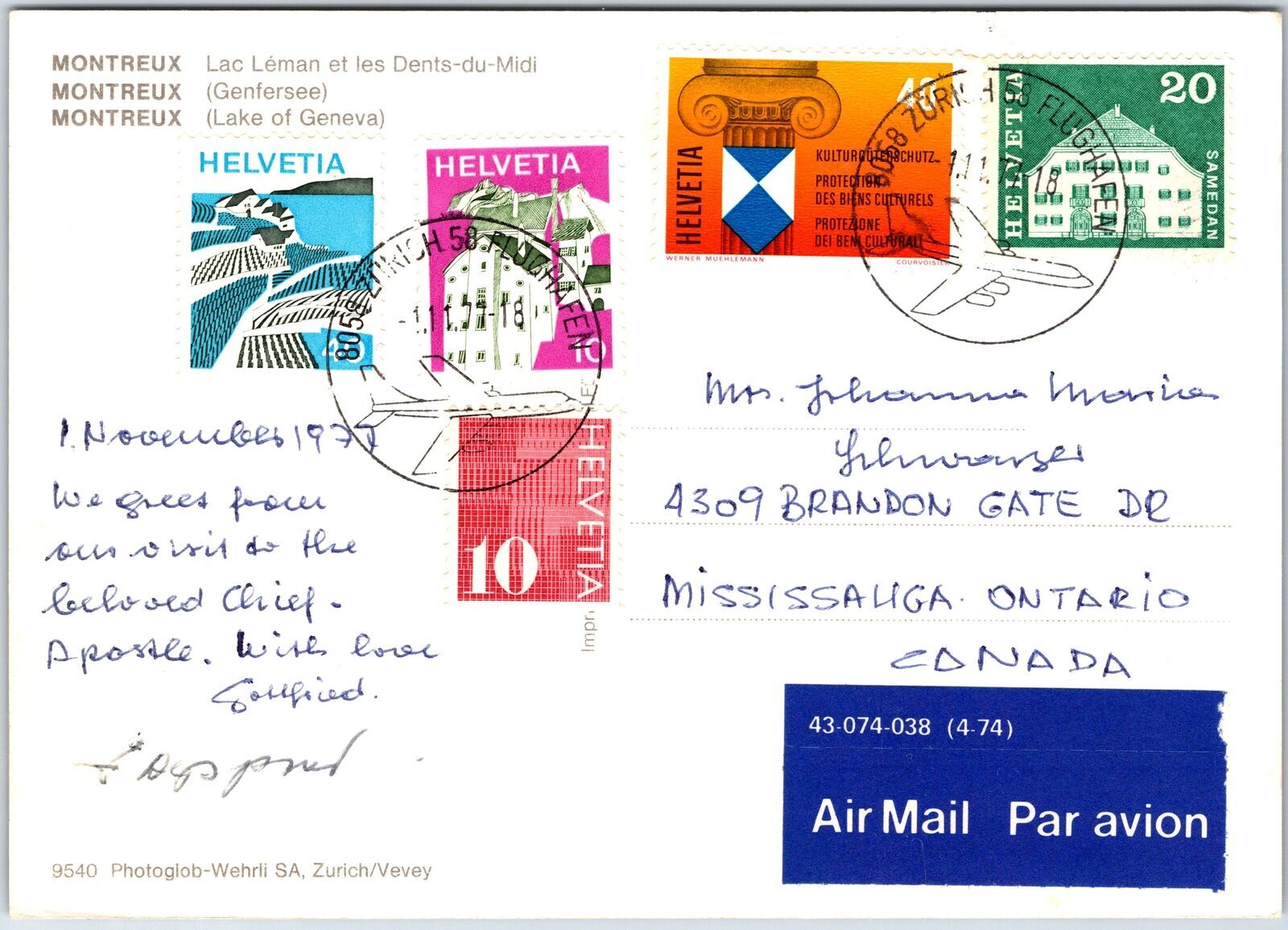 Vintage Continental Sized Postcard Montreaux (Lake of Geneva ...