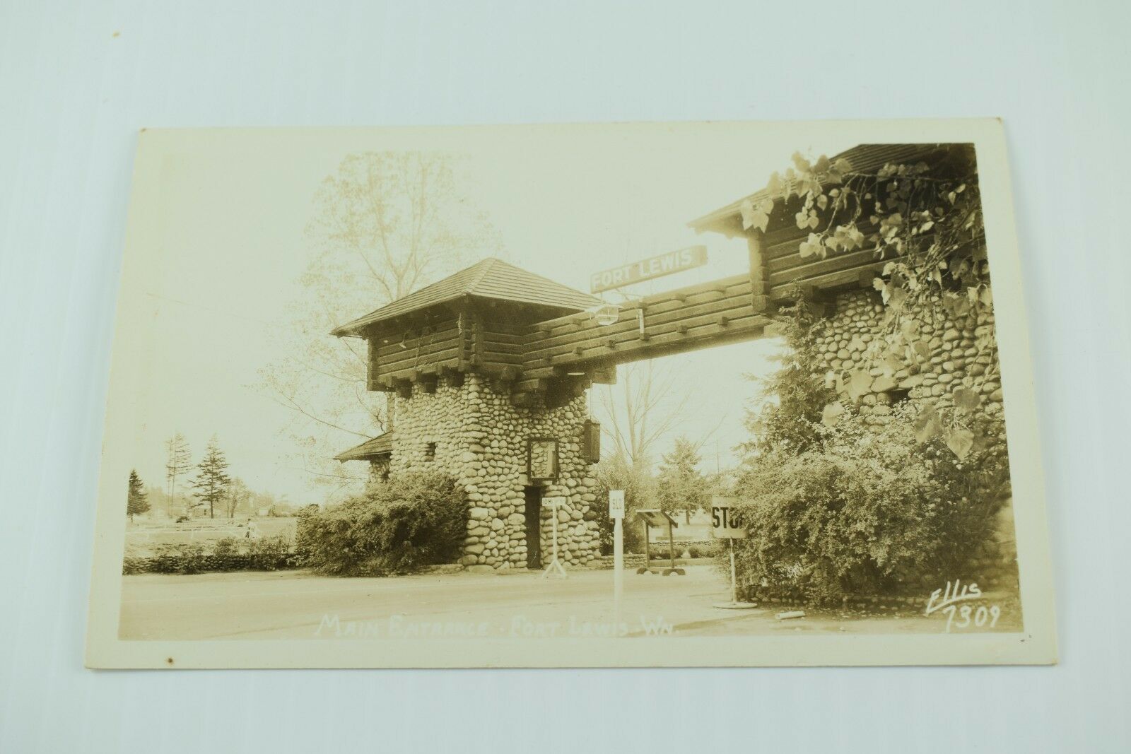 WWI WWII Real Photo Main Entrance Fort Lewis RPPC Ellis Vintage ...